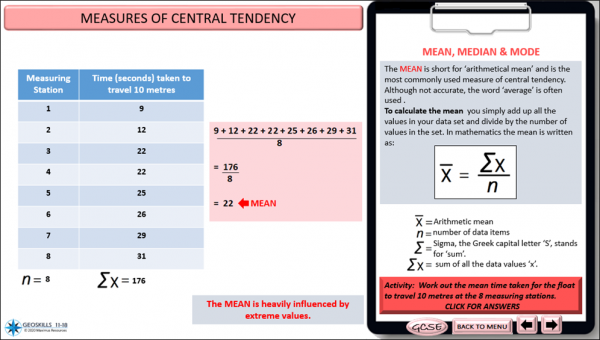 STATISTICAL & NUMERICAL SKILLS MODULE – GEOSKILLS 11-18